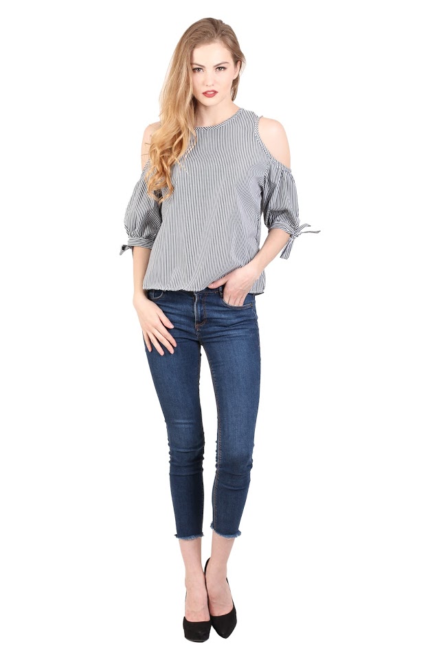 QA-347 Women Cold Shoulder Top Grey_Tops_Women Fashion_Whizet - All-in ...