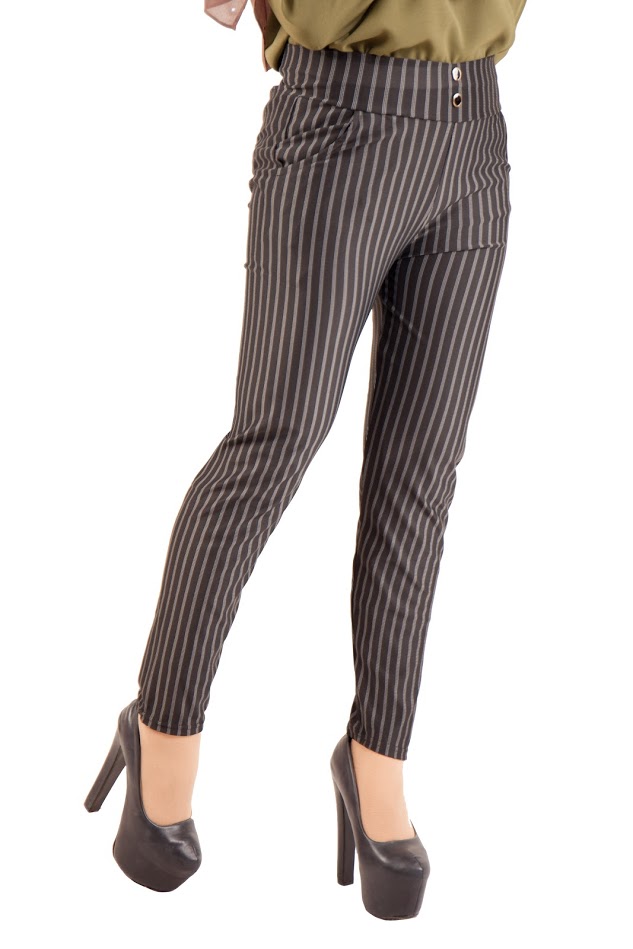 QA-386 Ladies Casual Striped Pant Tri Lines_Pants_Women Fashion_Whizet ...