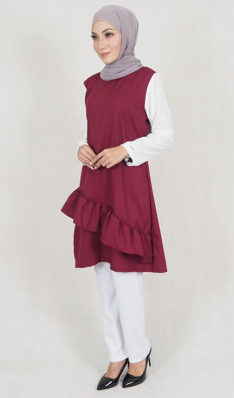 SW5174 Trendy Blouse Maroon_Tops_Women Fashion_Whizet - All-in-one ...