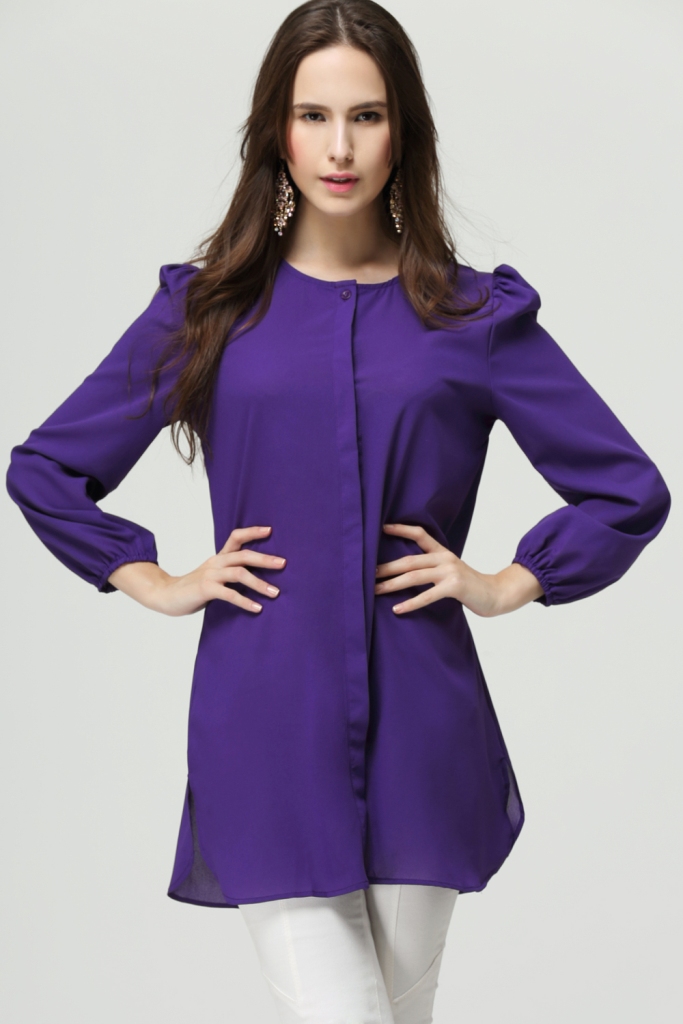 BM71223 WOMEN'S BLOUSE PURPLE BLUE_Tops_Women Fashion_Whizet - All-in ...
